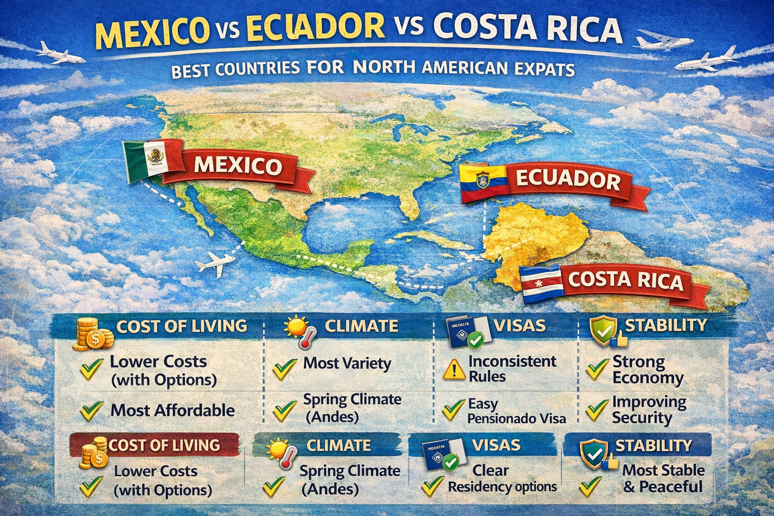 Mexico, Ecuador, or Costa Rica: Best for North American Expats?